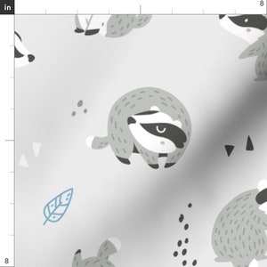 Badger Fabric Woodland Badgers Scandinavian Style Light Grey by Ewa ...