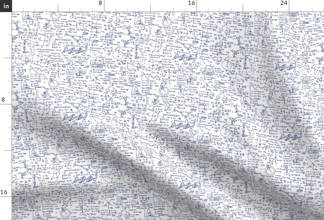 Geometry Fabric - Physics Equation in Blue Pen by Thin Line Textiles ...