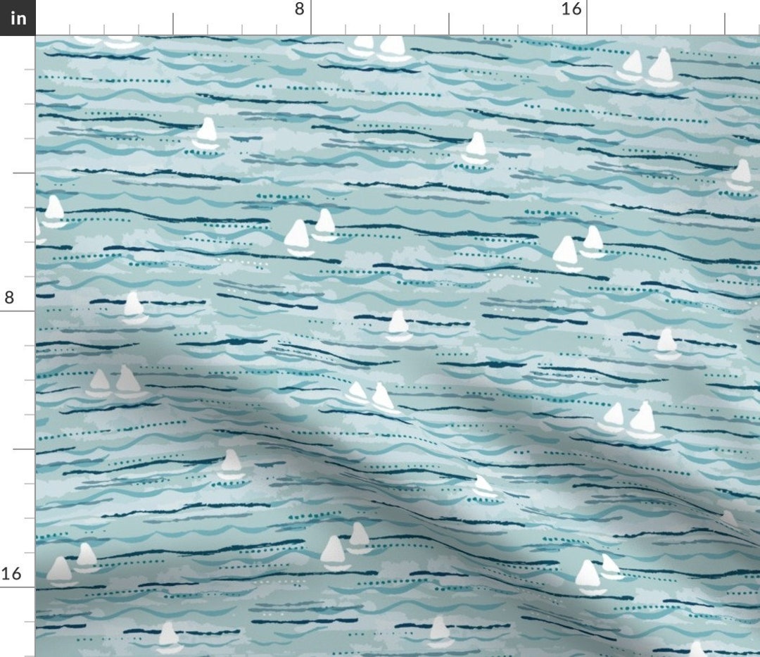 Blue Fabric Waves and Sails by Nancy_bradham Blues Waves Boats Sea ...