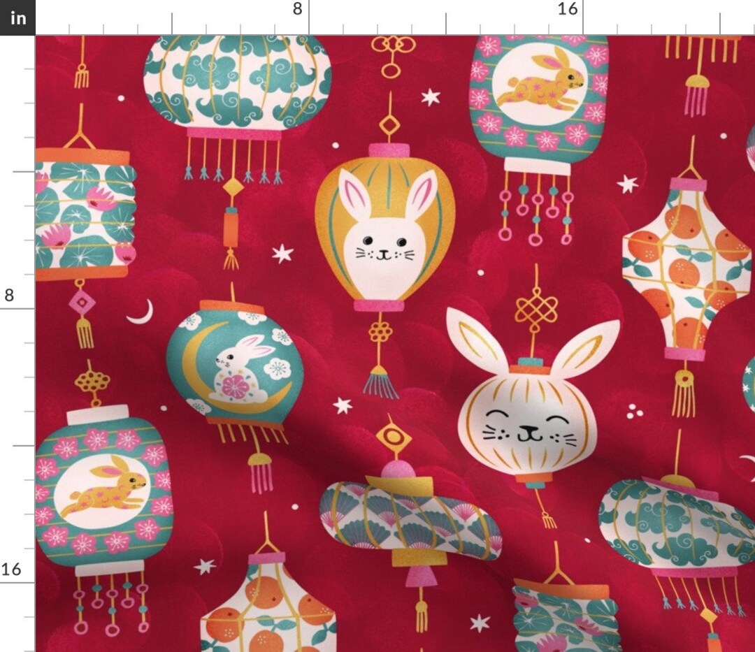 Chinese New Year Fabric Rabbit Lanterns by Rocketandindigo - Etsy