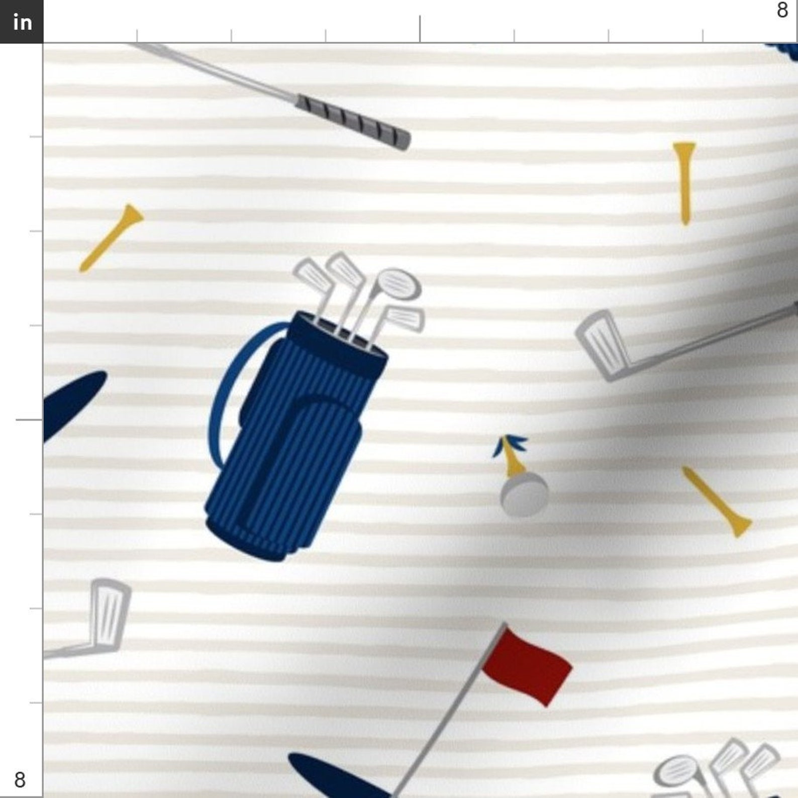 Golf Fabric Tee Time Navy Tan Golf Themed Fabric by - Etsy