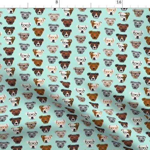 Pitbull Fabric Pitbull Glasses Cute Dogs Pitty Am Staff - Etsy