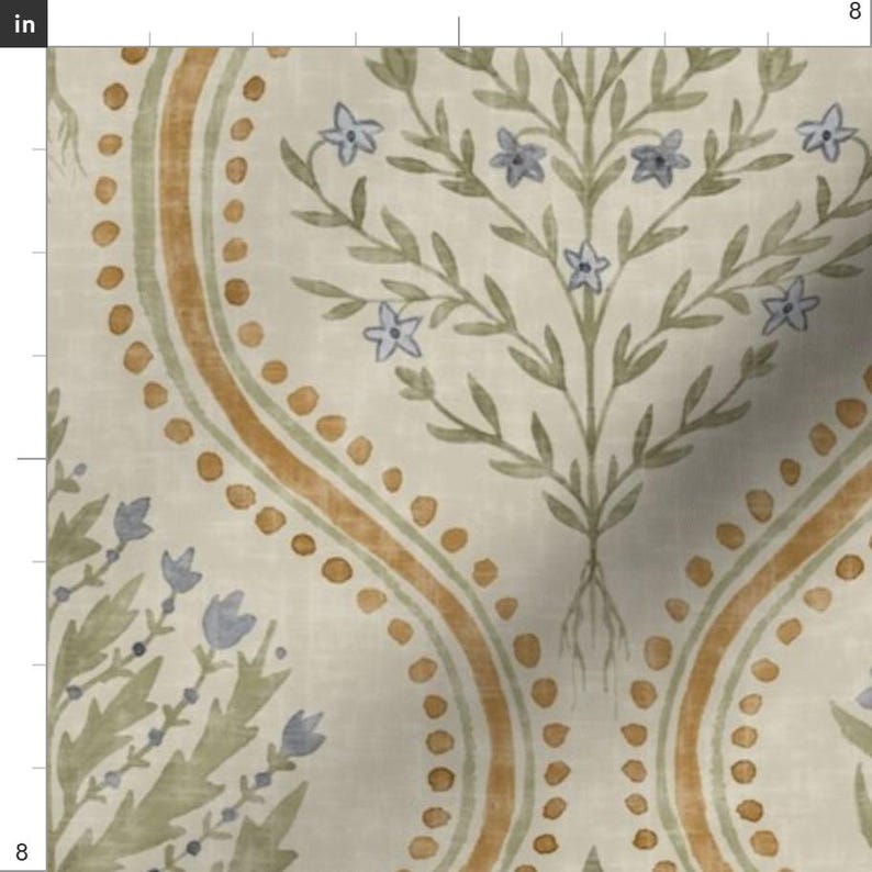 Traditional Damask Upholstery Fabric- Dusty Blue Damask by Danika ...