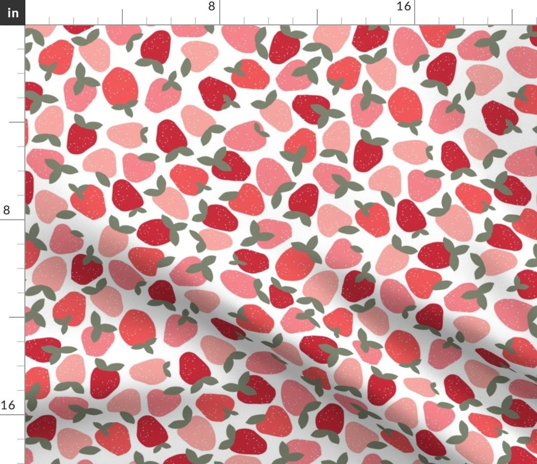 Summer Strawberry Fabric Strawberries by Shelbyallison Red - Etsy