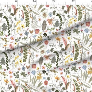 Wildflowers Fabric Collectors Garden Sketchbook by Mypetalpress White ...