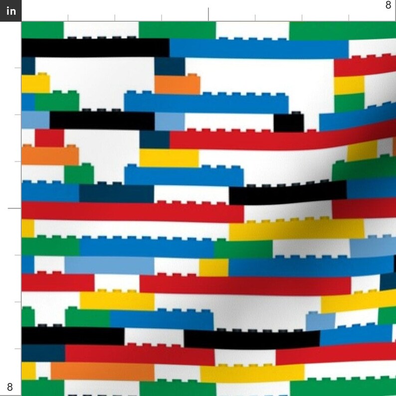 Rainbow Blocks Fabric Interlocking Brick Wall Primary by | Etsy