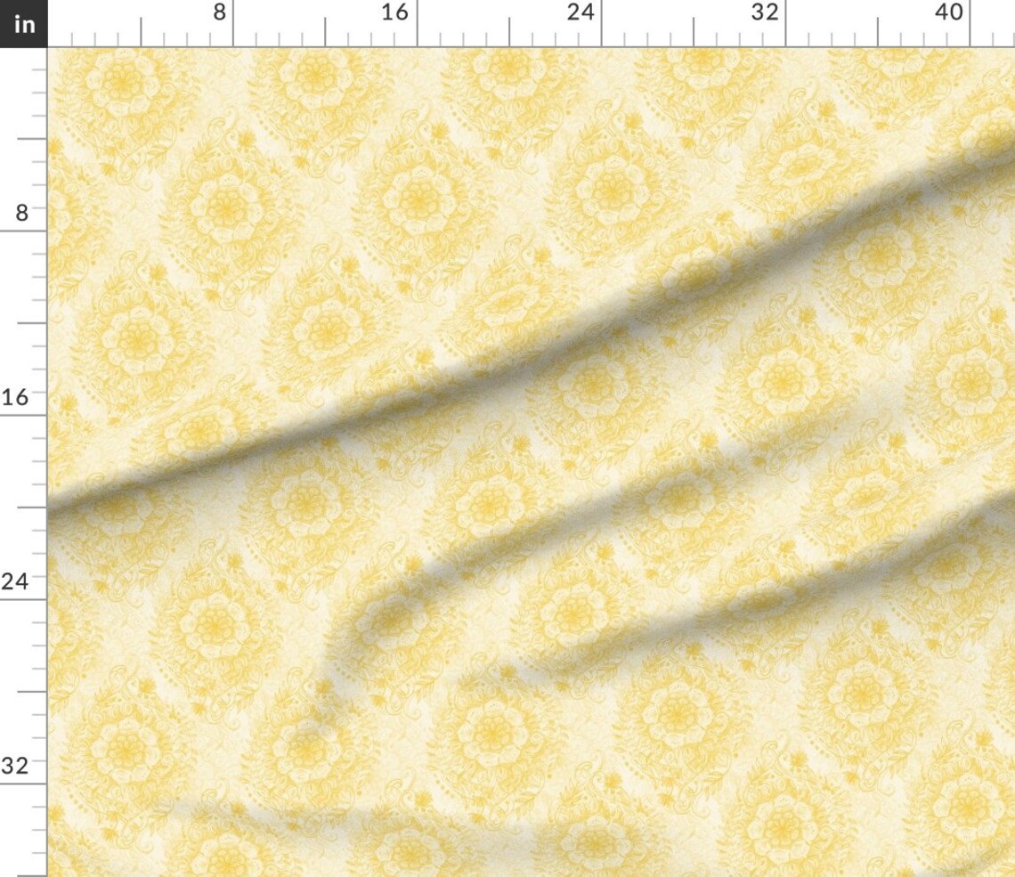Mustard Fabric Messy Boho Floral in Mustard Yellow by - Etsy