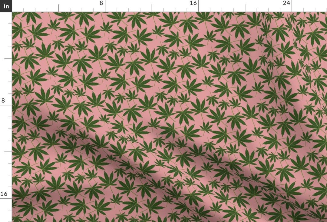 Cannabis Fabric - Cannabis by Leicorredor - Pink Green 420 Weed Leaves ...