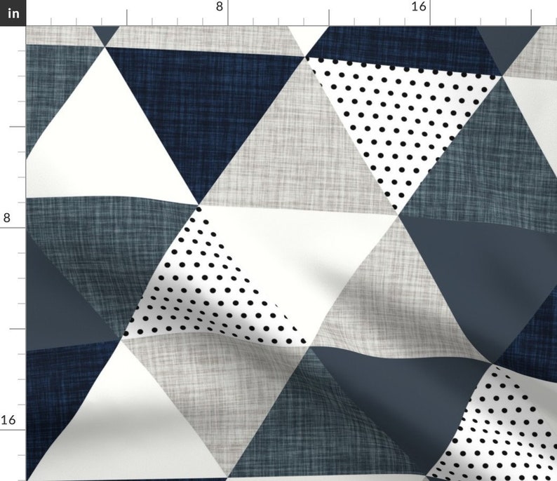 Triangle Fabric Slate and Navy Triangle Wholecloth by - Etsy