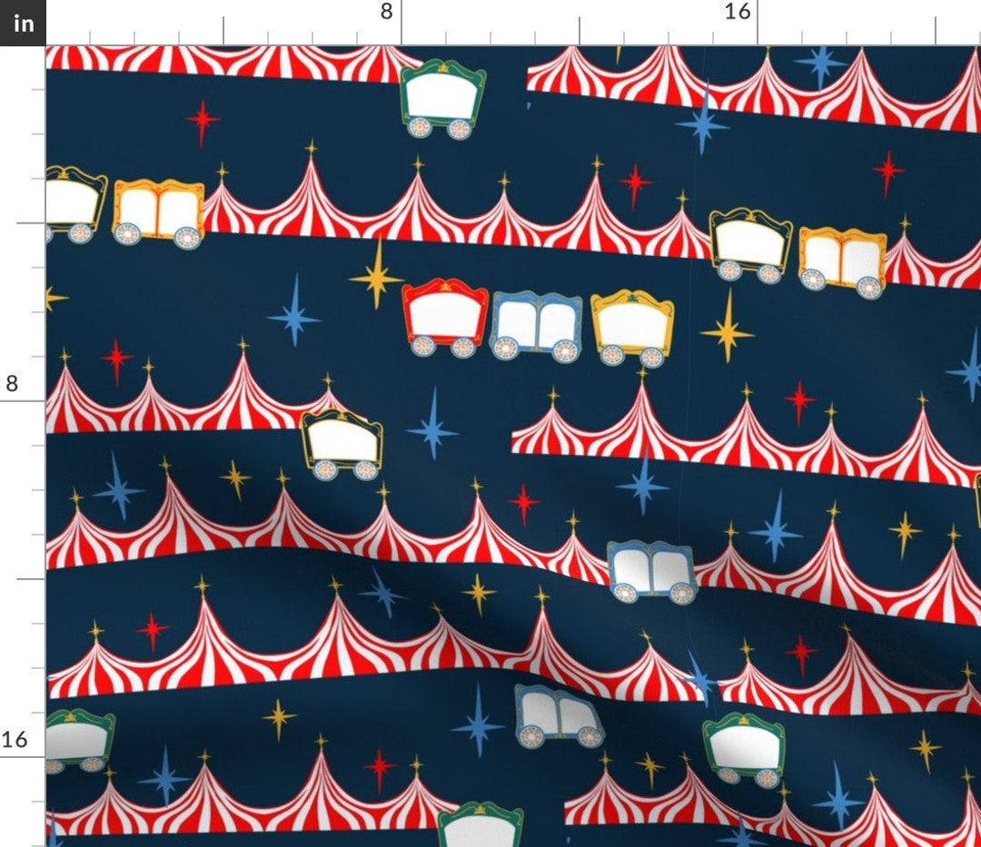 Retro Circus Limited Color Palette Fabric Let's Go to - Etsy