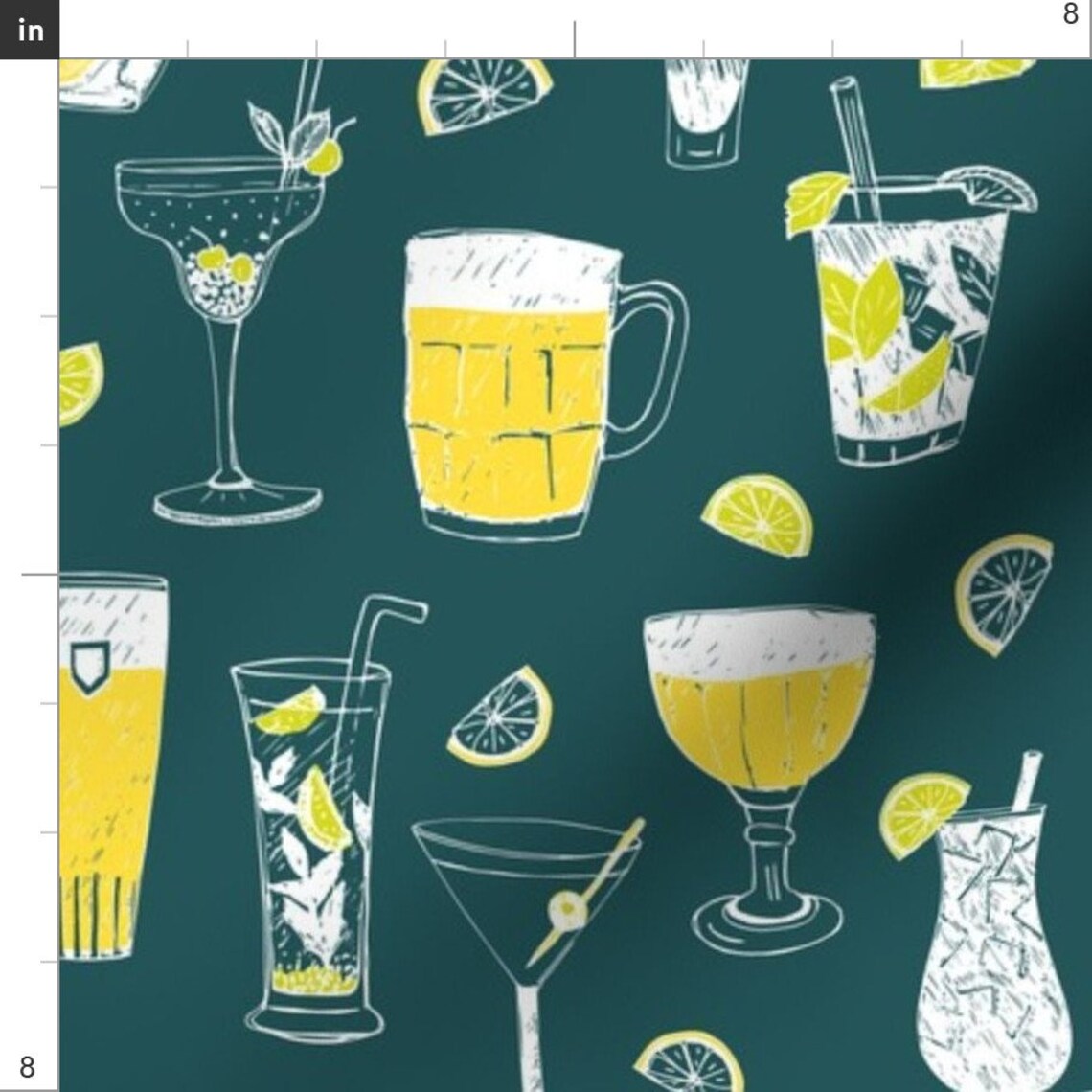 Mod Cocktail Fabric Cocktails Beer by Revista Beer and - Etsy