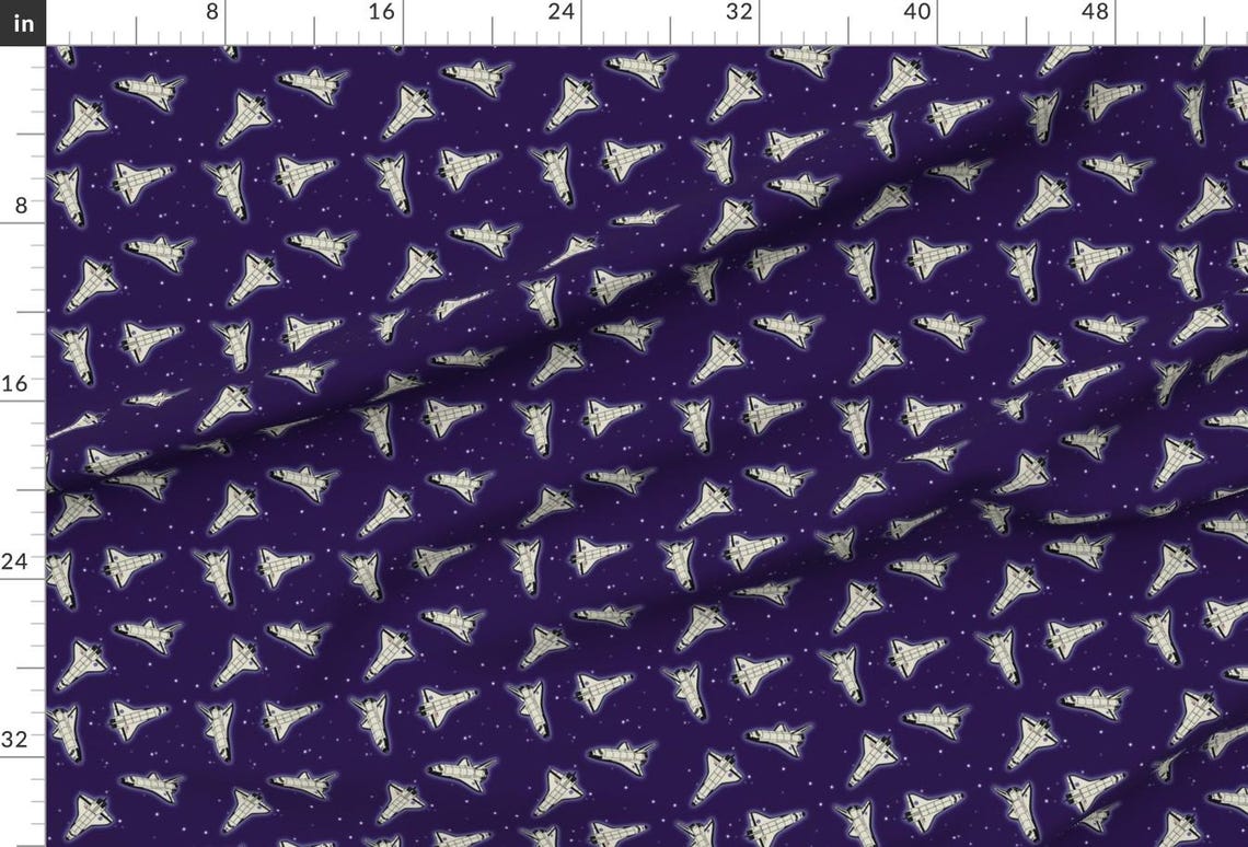 Outer Space Shuttle Fabric - Space Shuttles by Felis Astrum - Travel ...