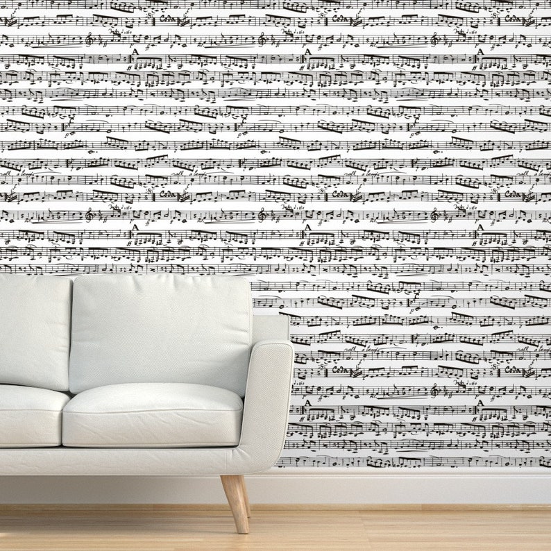 Music Notes Wallpaper Black and White Music Notes by - Etsy