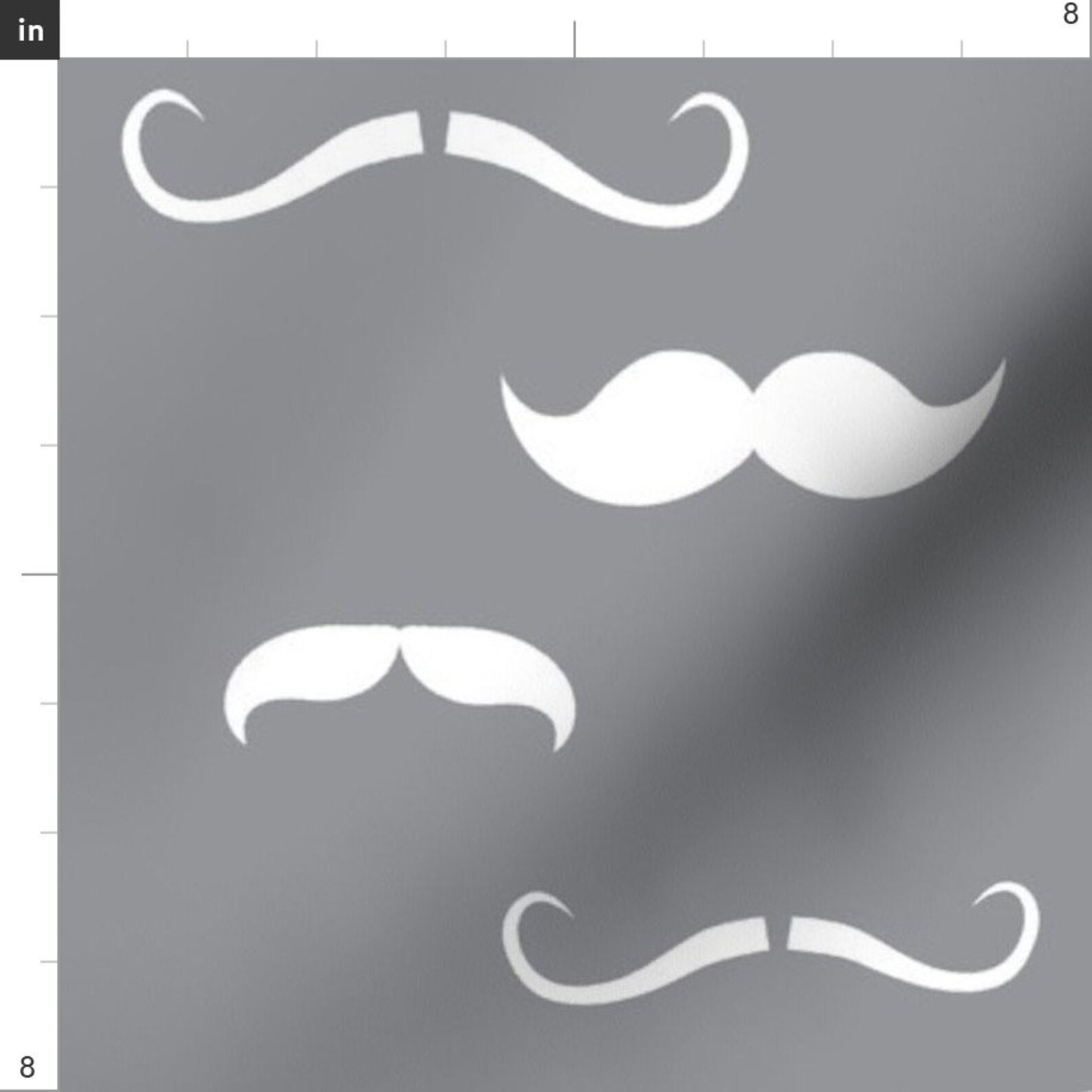 Gray White Mustache Fabric Grey Mustache by Modfox Gray - Etsy