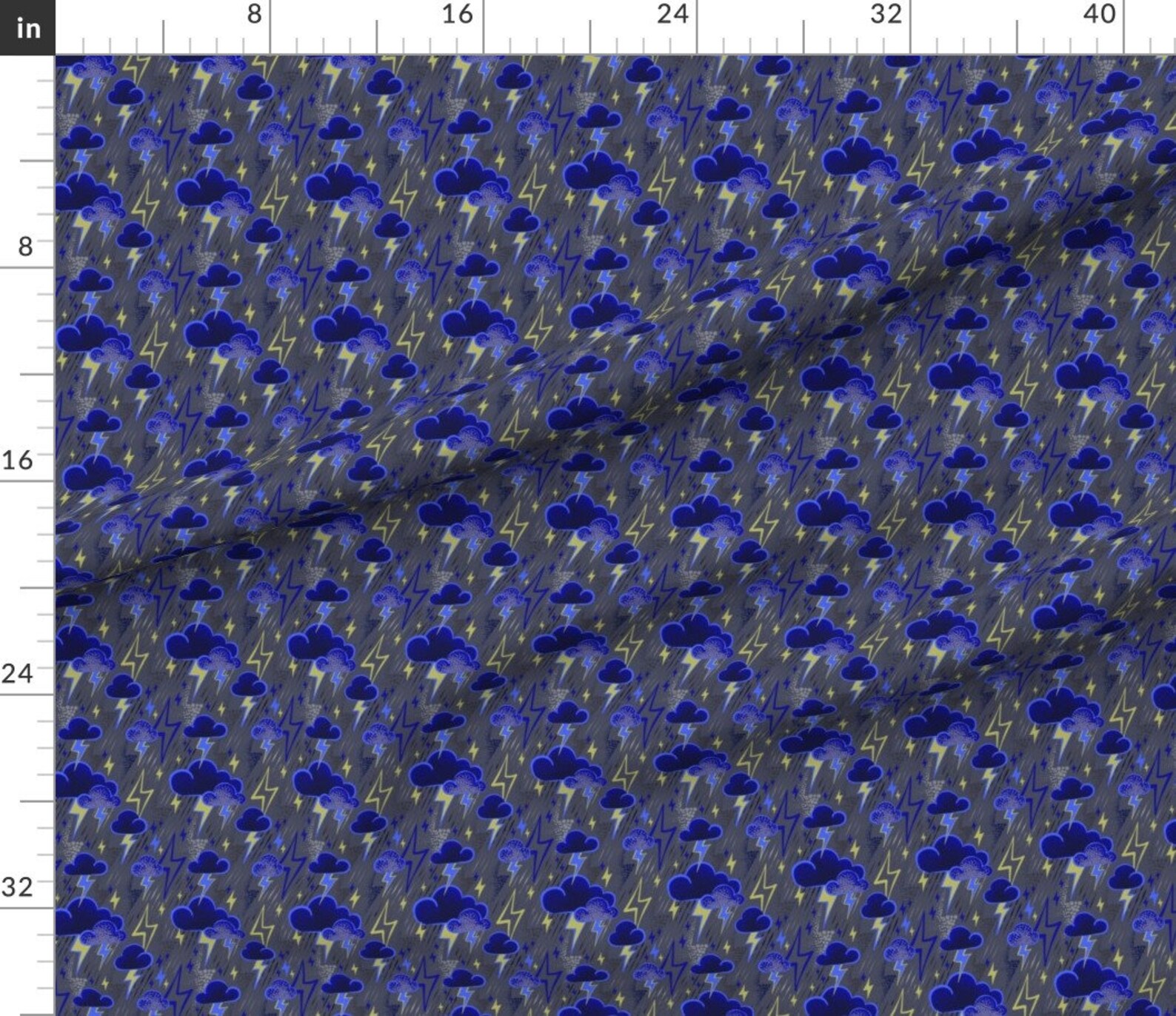 Lightning Storm Fabric Lightning Grey/blue by Andreaalice - Etsy