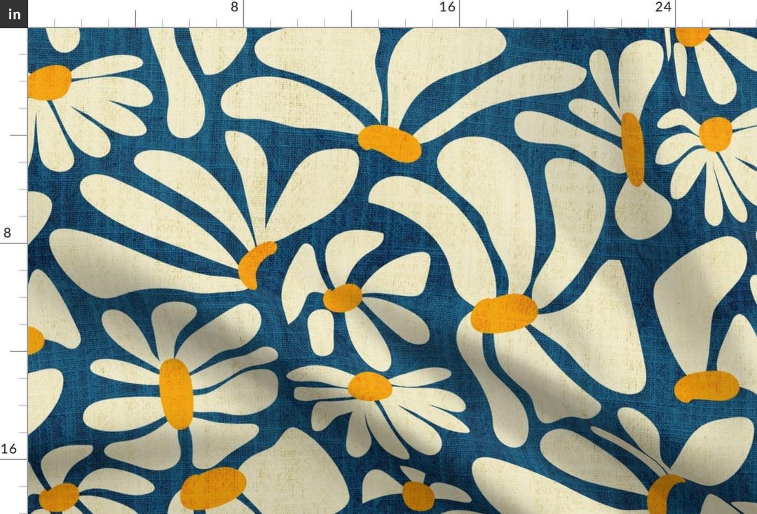 Daisy Fabric - Retro Whimsy Daisy by Winkeltriple - Retro Abstract ...