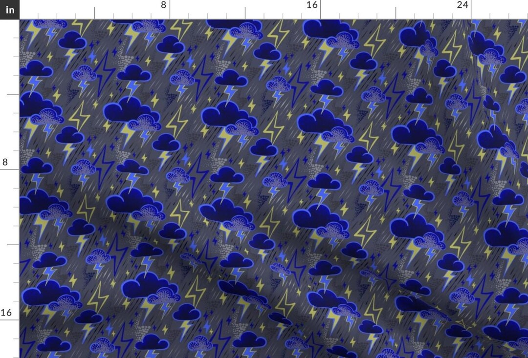 Lightning Storm Fabric Lightning Grey/blue by Andreaalice Lightning ...