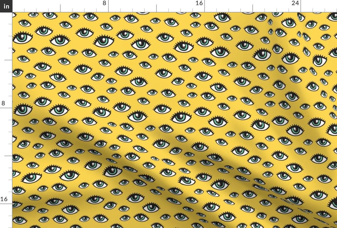 Eye Fabric - Eyes Pattern by Kostolom3000 - Yellow Blue Eyes Hipster ...
