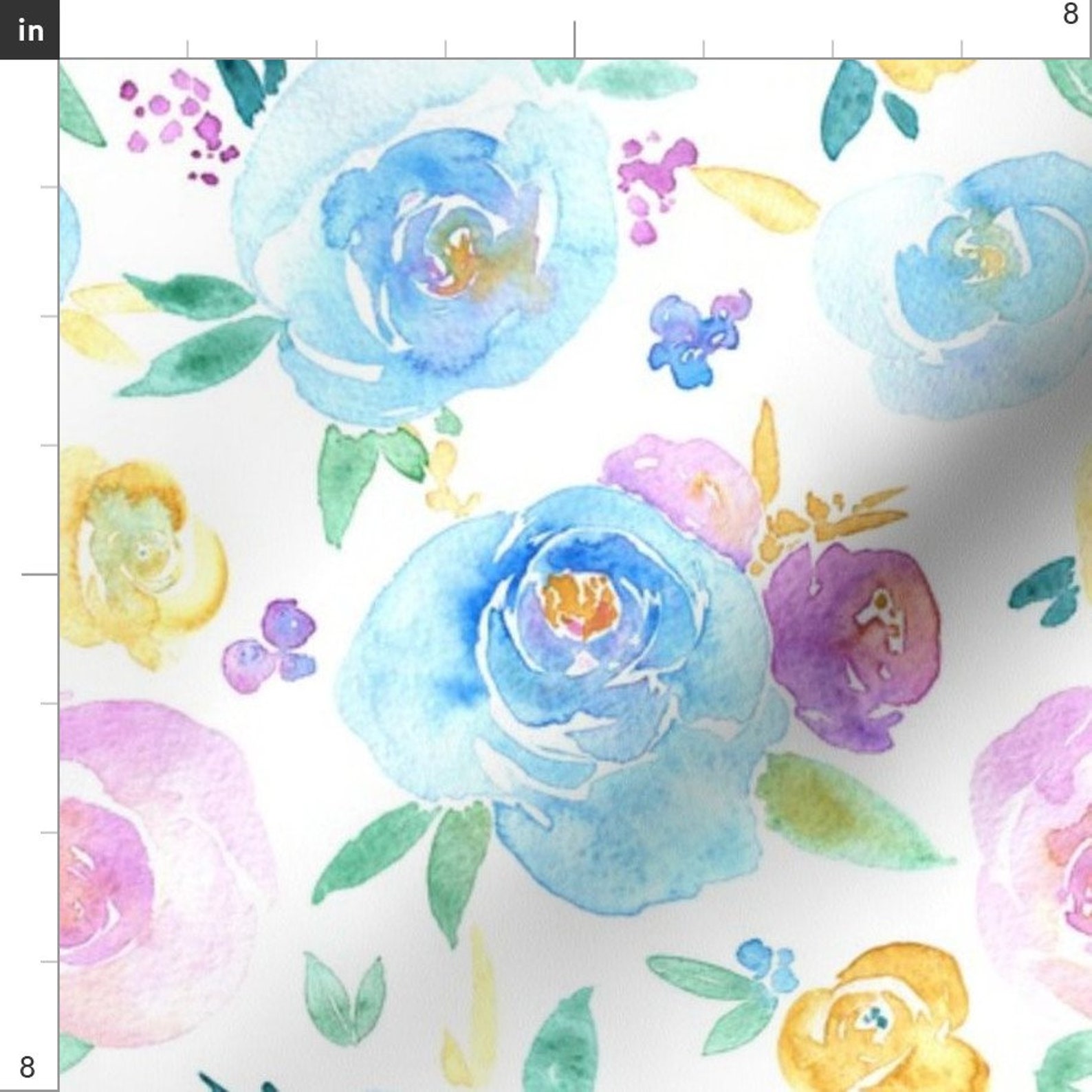 Pastel Floral Fabric Watercolor Flowers Roses by - Etsy