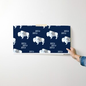 Bison Wallpaper - Buffalo Aztec Blue by Littlearrowdesign- Southwestern ...