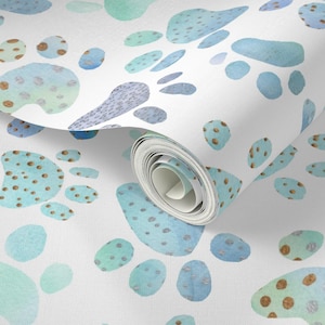 Paw Prints Wallpaper - Paw Prints - Blue by Emerysmithstudio - Cat Dog ...