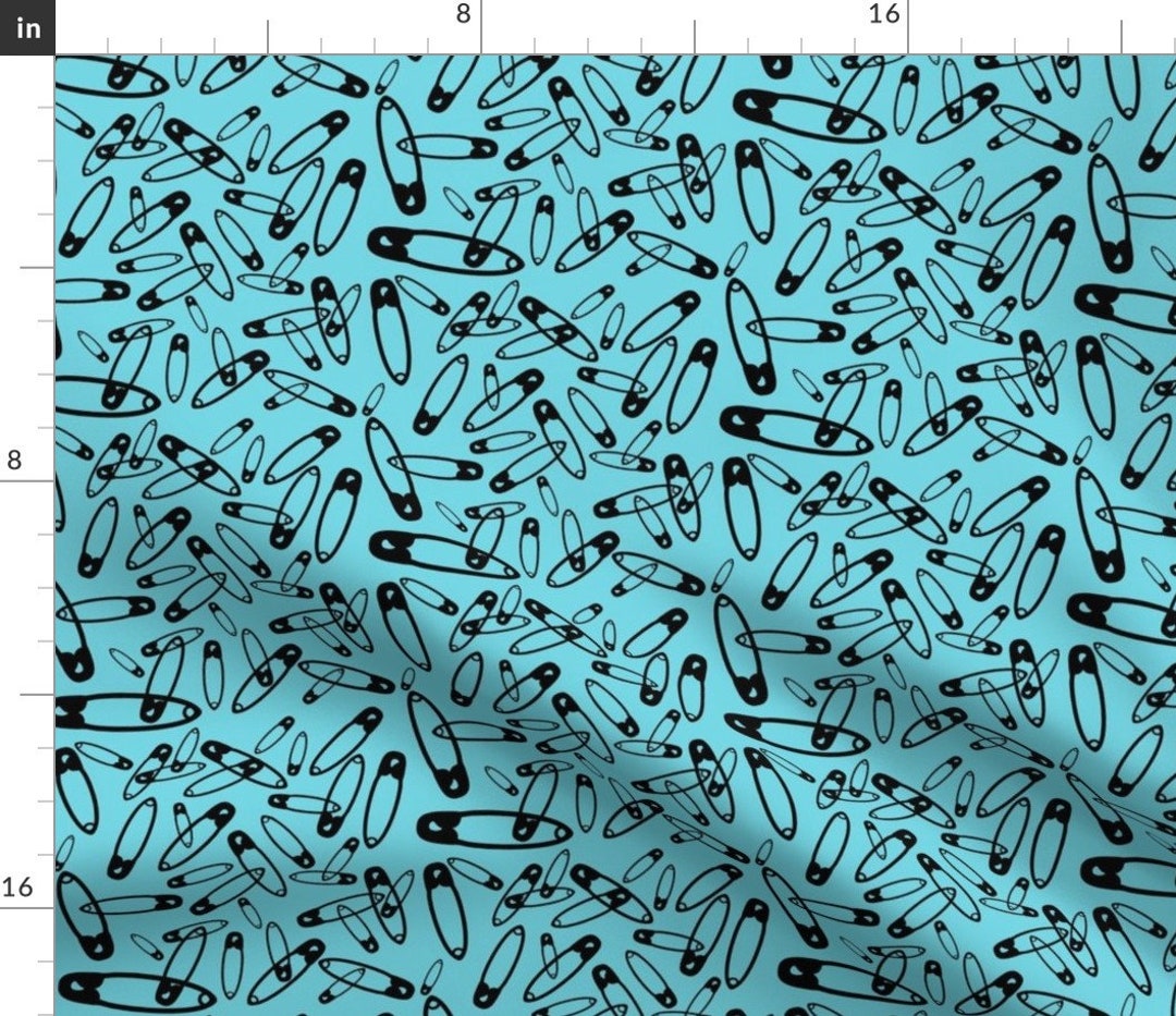 Teal Blue Black Sewing Fabric Safety Pins Dark Aqua Sewindigo by ...