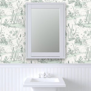 Frog Removable Peel and Stick Wallpaper - Spring Nursery Toile Bikes ...