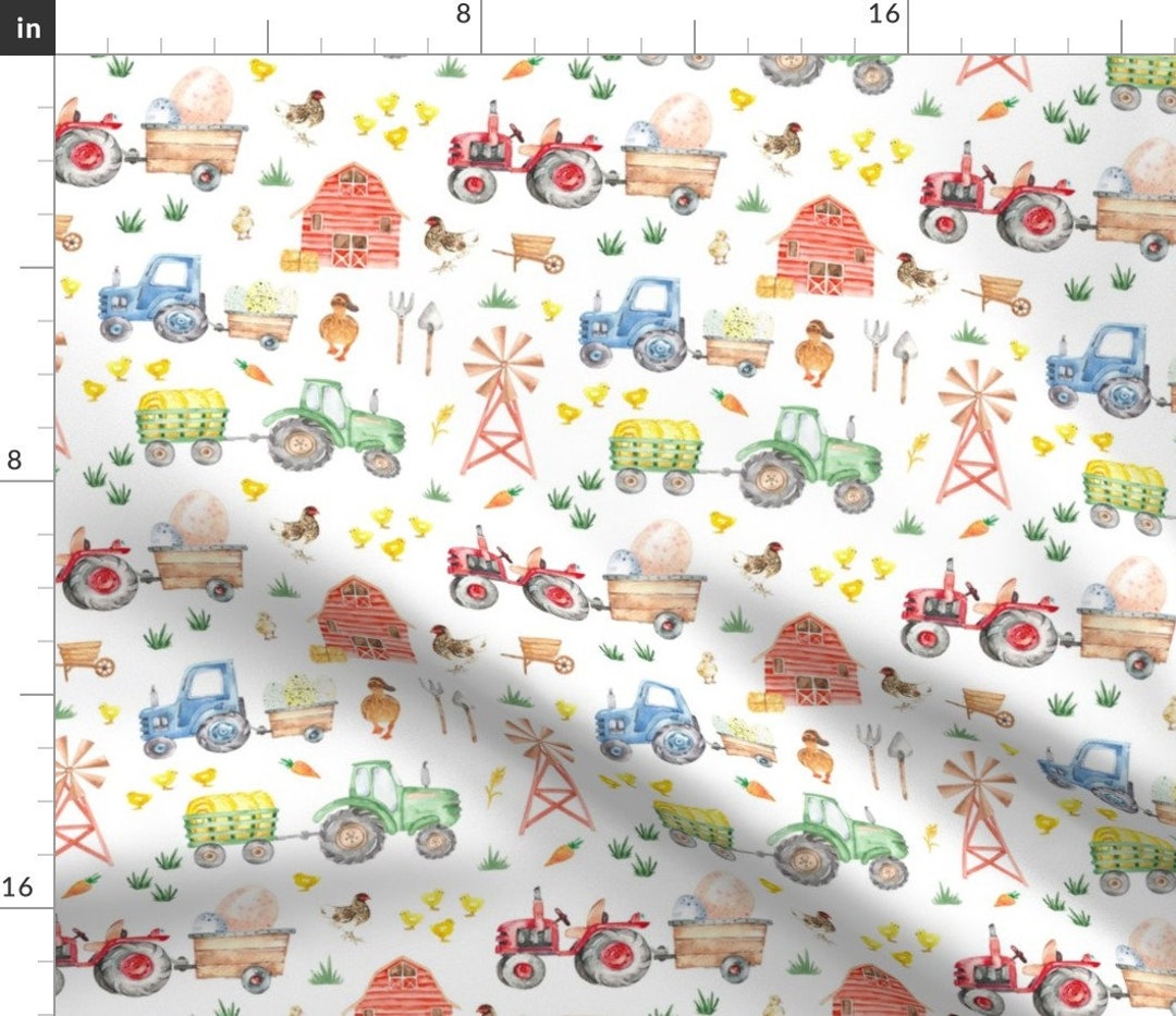 Spring Fabric Spring on the Farm by Hipkiddesigns farming Tractor Crop ...