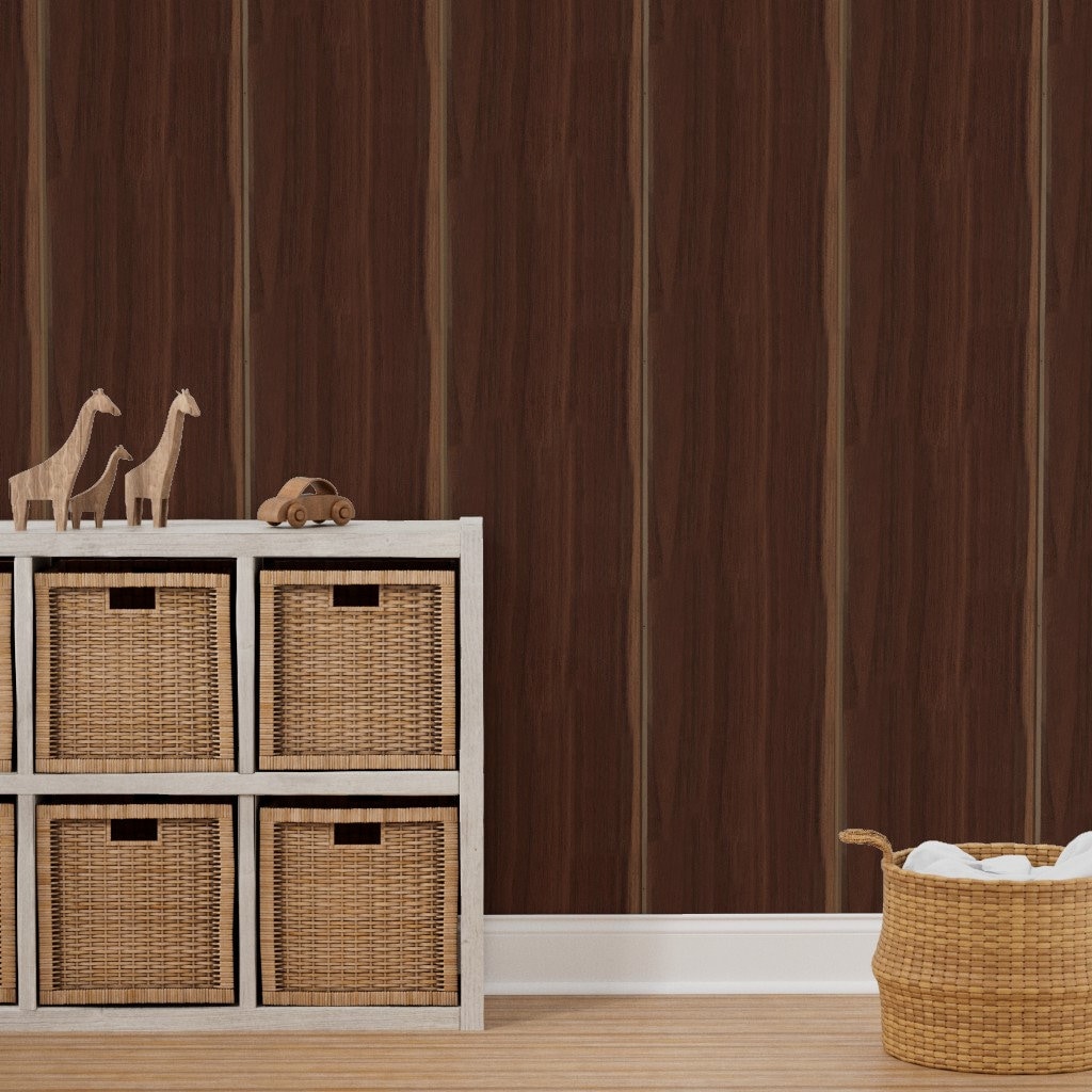 Wood Wallpaper Walnut Wood Paneling by Eclectic House - Etsy