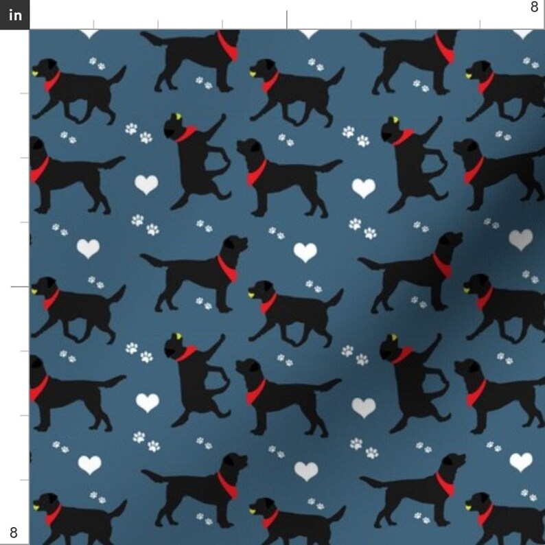 Black Labs Fabric Black Labs by Artbyjess Black Blue | Etsy