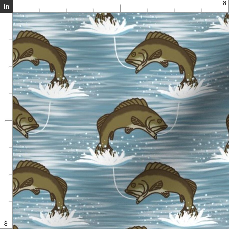 Bass Fabric Bass Fishing by Chiral Bass Fish Ocean Lake | Etsy