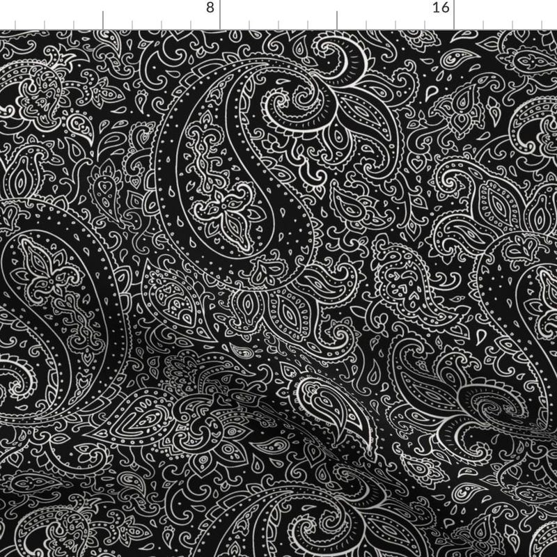 Black Paisley Fabric - Etsy