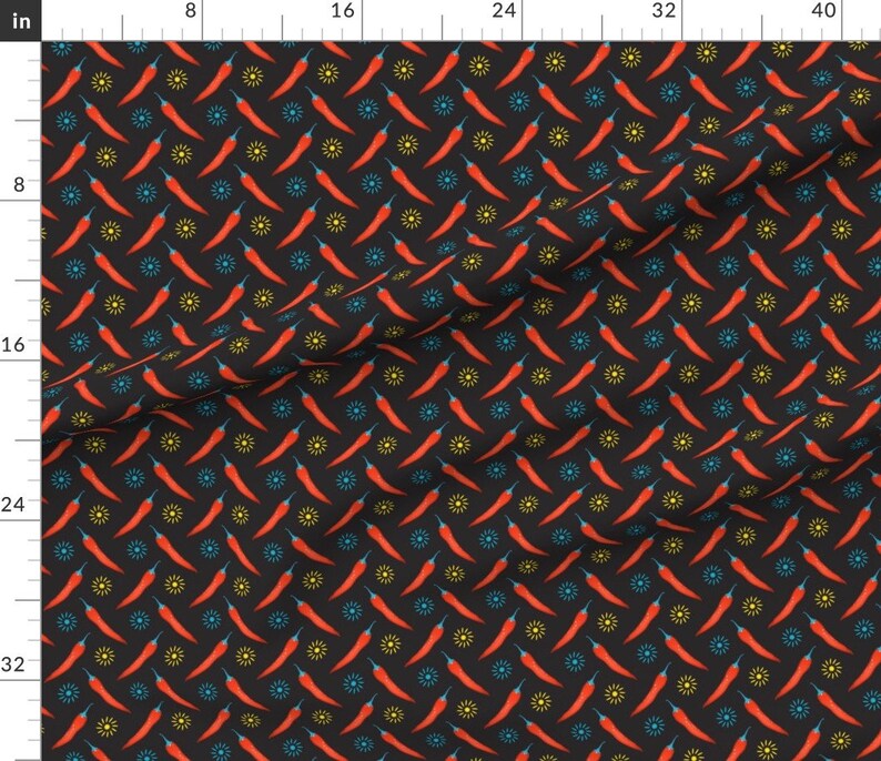Red Pepper Fabric Hot Pepper by Vannina Red Pepper Spicy - Etsy