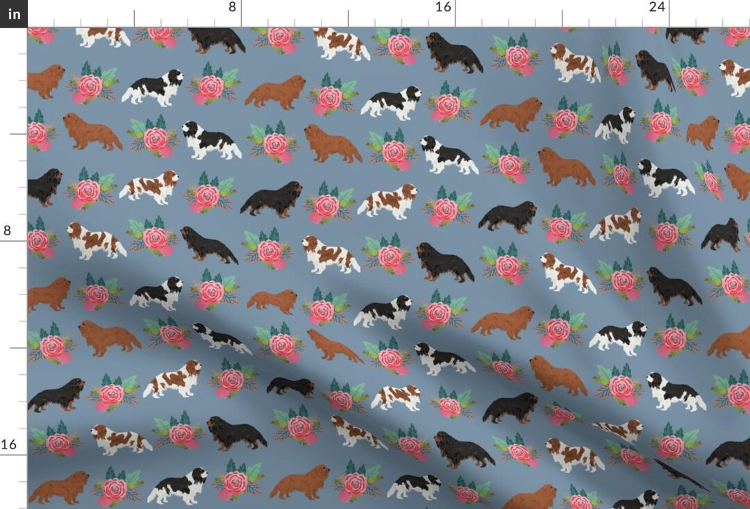 Cavalier King Charles Spaniel Fabric -cavalier King Charles Spaniel ...