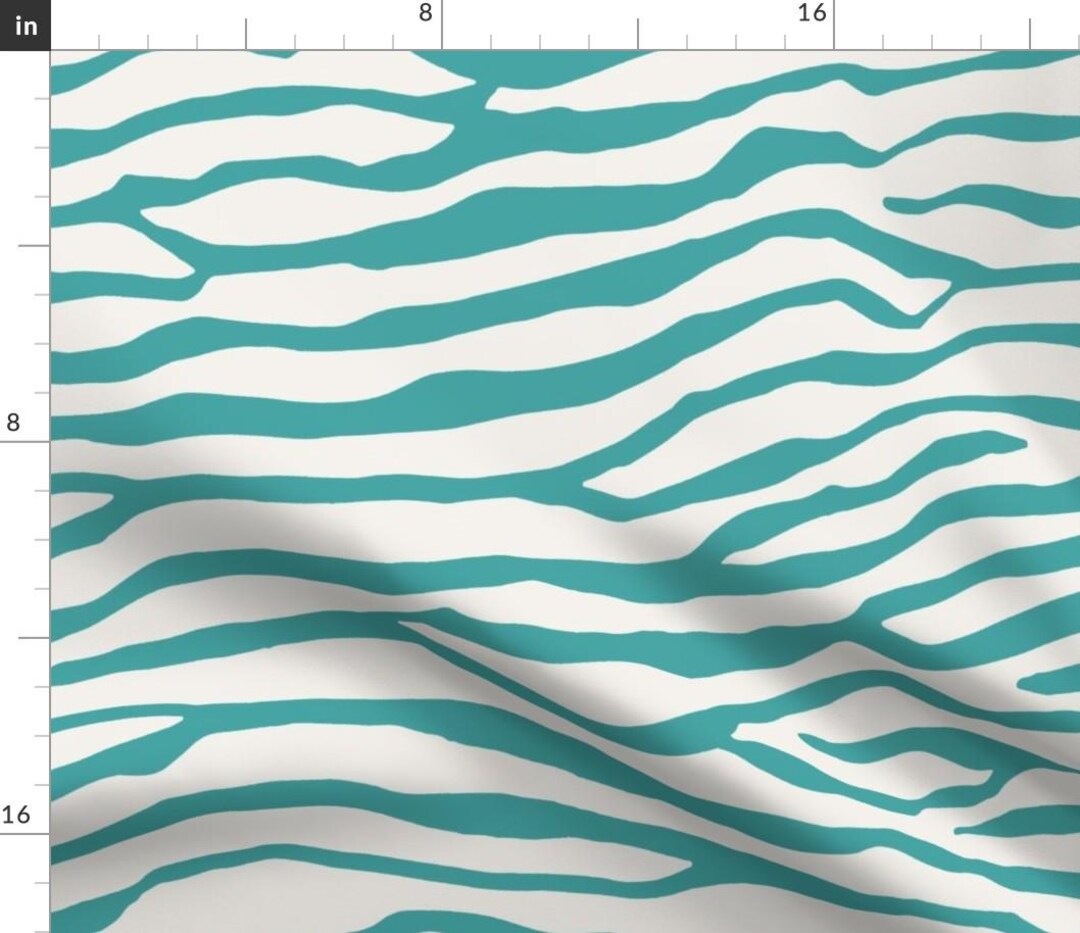 Teal Zebra Fabric Large Scale Brackenbury Beach in Turquoise by Danika ...