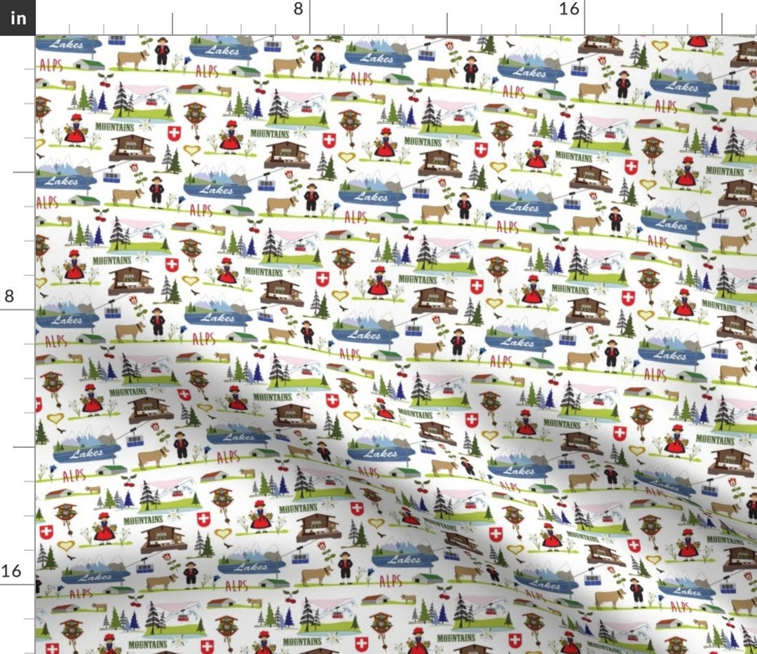 Alpine Chalet Fabric Swiss Design by Peppermintpatty Winter Vacation ...