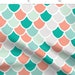 Mermaid Scales Fabric Coral Teal Mermaid Scales by - Etsy