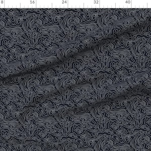 Abstract Fabric - Black and White Stripes Wave Elevation Topographic ...