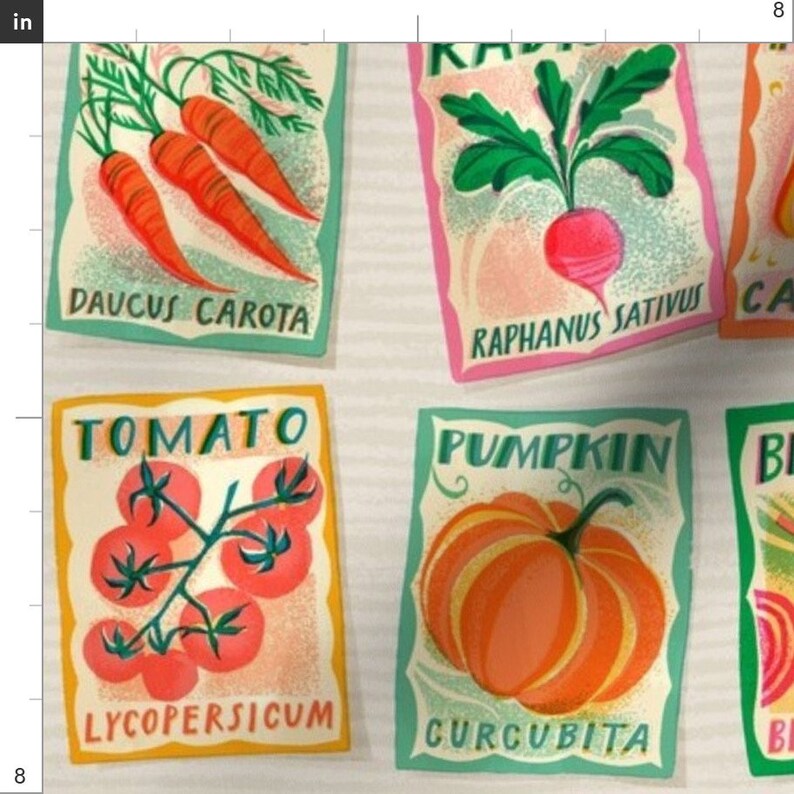 Seed Packet Fabric Vegetable Seed Packets by Asta Barrington - Etsy