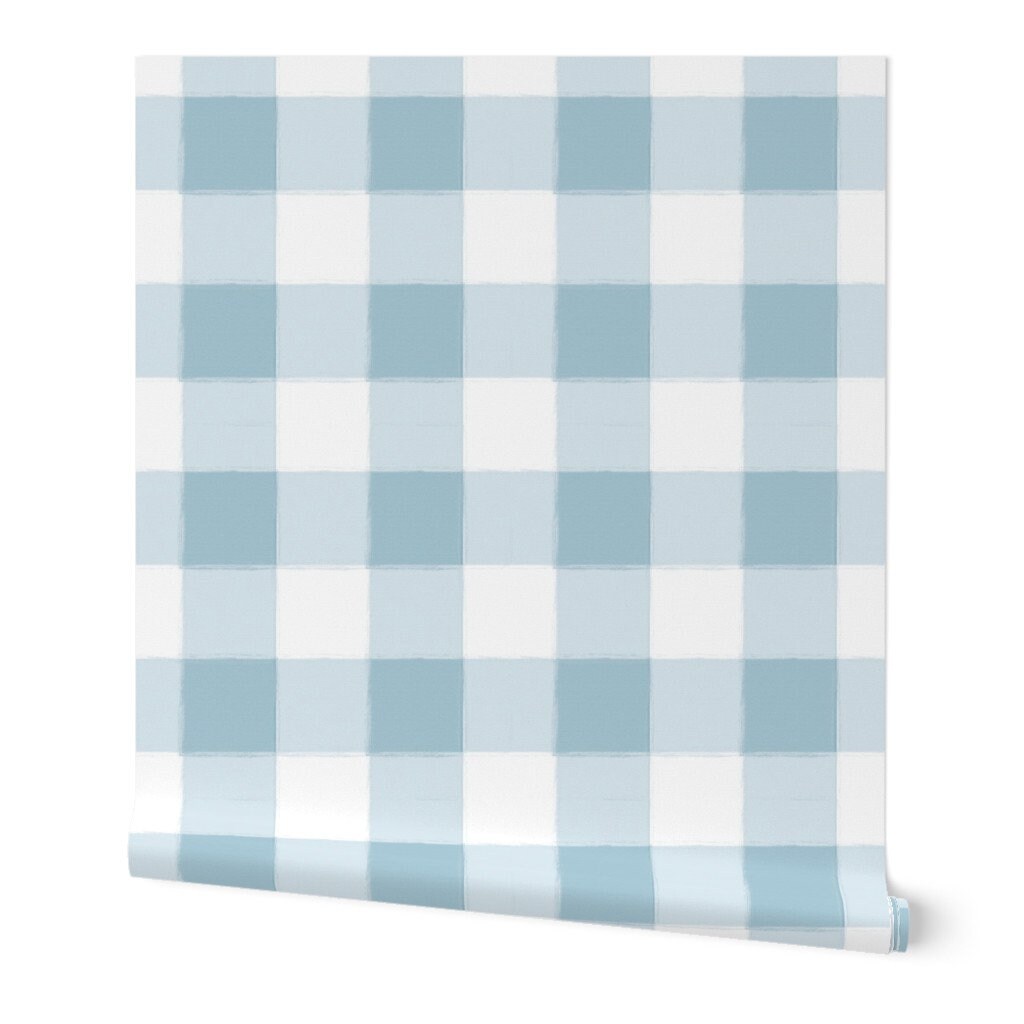 Baby Boy Wallpaper Light Blue Buffalo Check Gingham by - Etsy