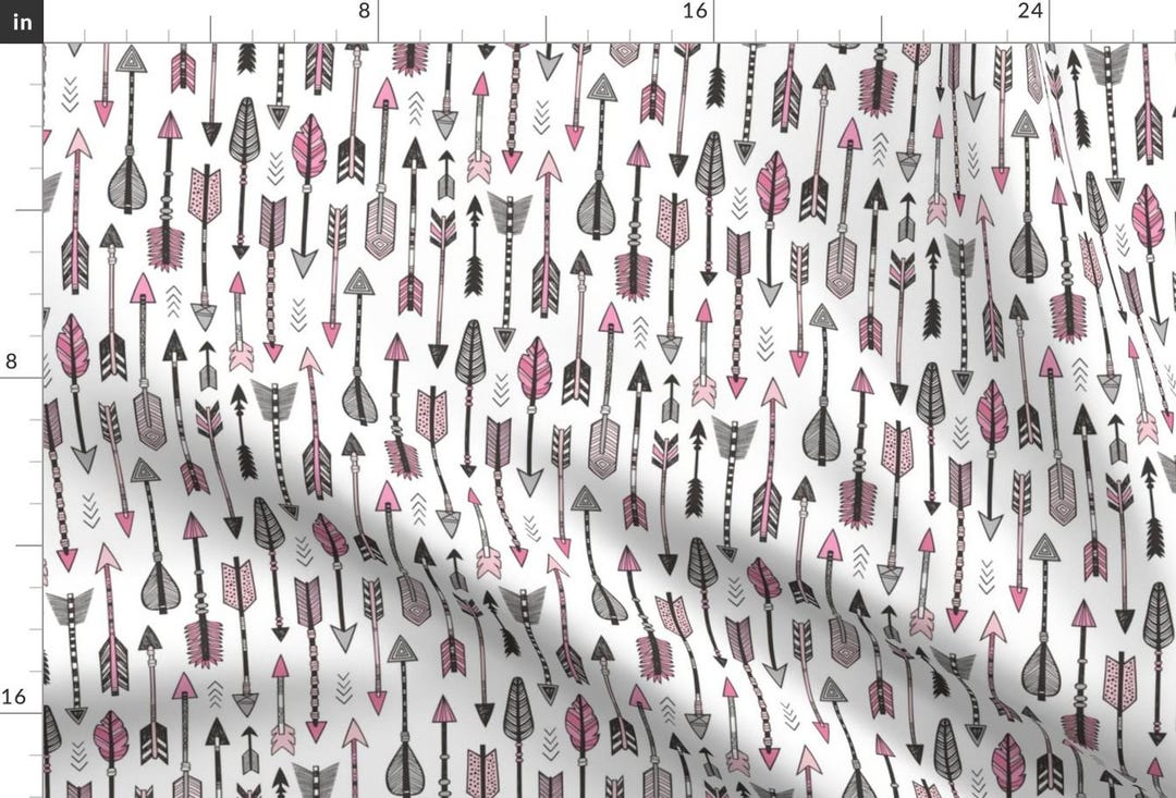 Tribal Arrow Fabric - Arrows in Pink by Caja Design - Hand Drawn Cotton ...