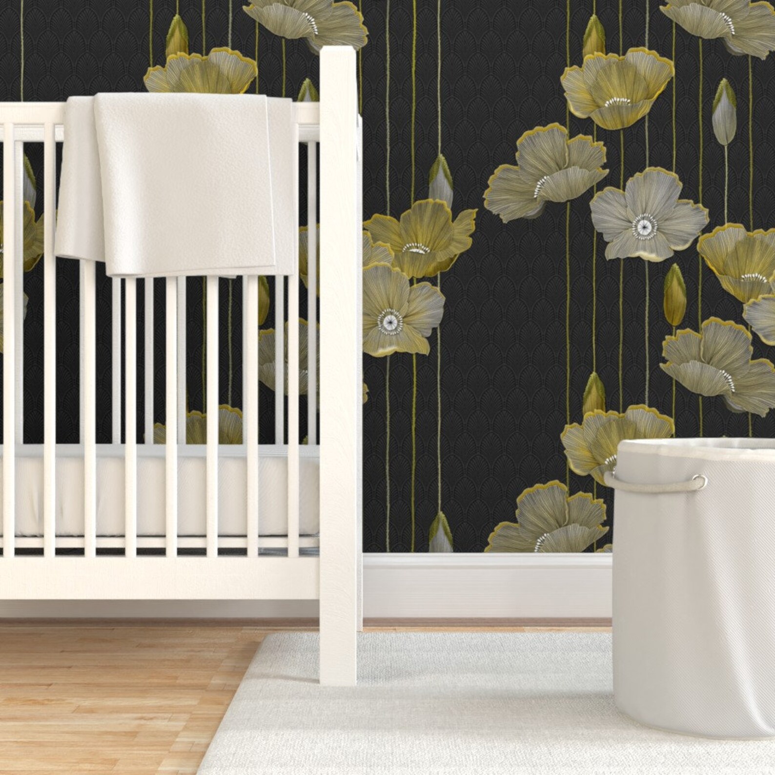 Poppies Wallpaper Big Golden Poppies by J9design Art Deco | Etsy