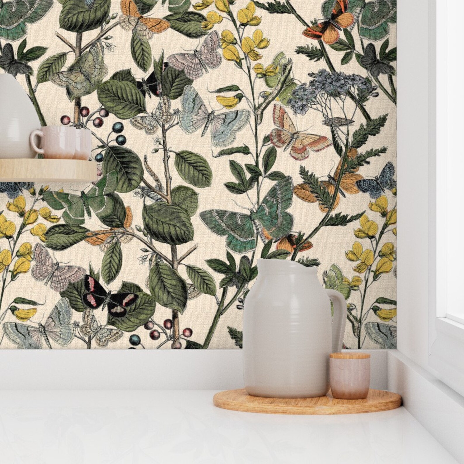 Butterfly Botanical Wallpaper Butterfly Garden by - Etsy