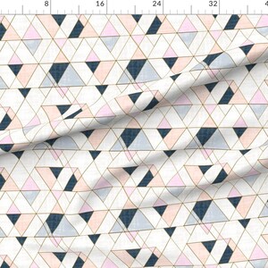 Triangle Fabric Mod Triangles Dark Teal Pink Peach by Crystal Walen ...