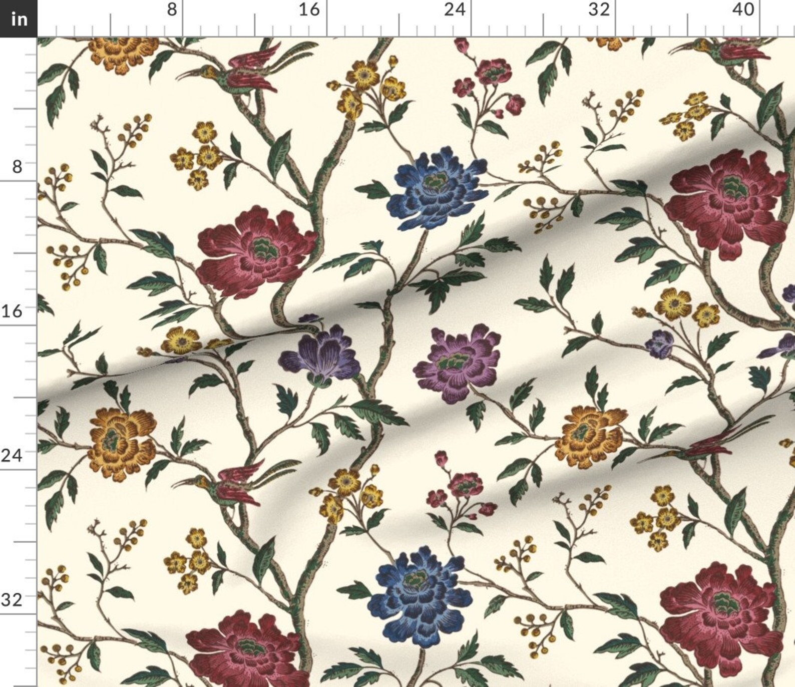Historic Floral Fabric Bloomsbury Cosmic Latte by - Etsy