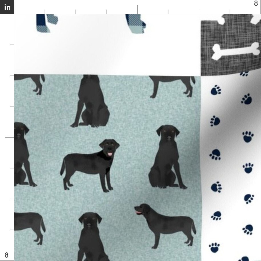 Labrador Retriever Fabric black Lab Quilt B Dog Breed Quilt | Etsy