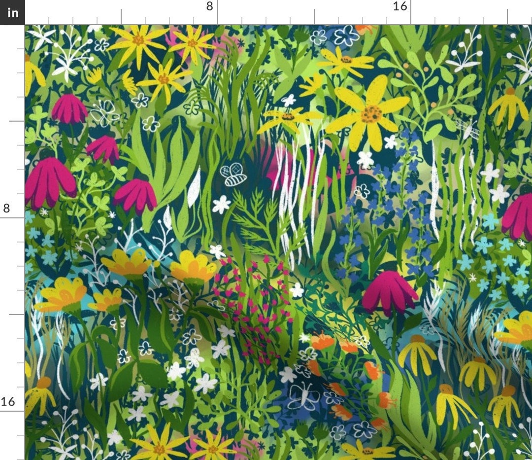 Prairie Fabric Prairie Restoration is Good by Creativeinchi Green Pink ...