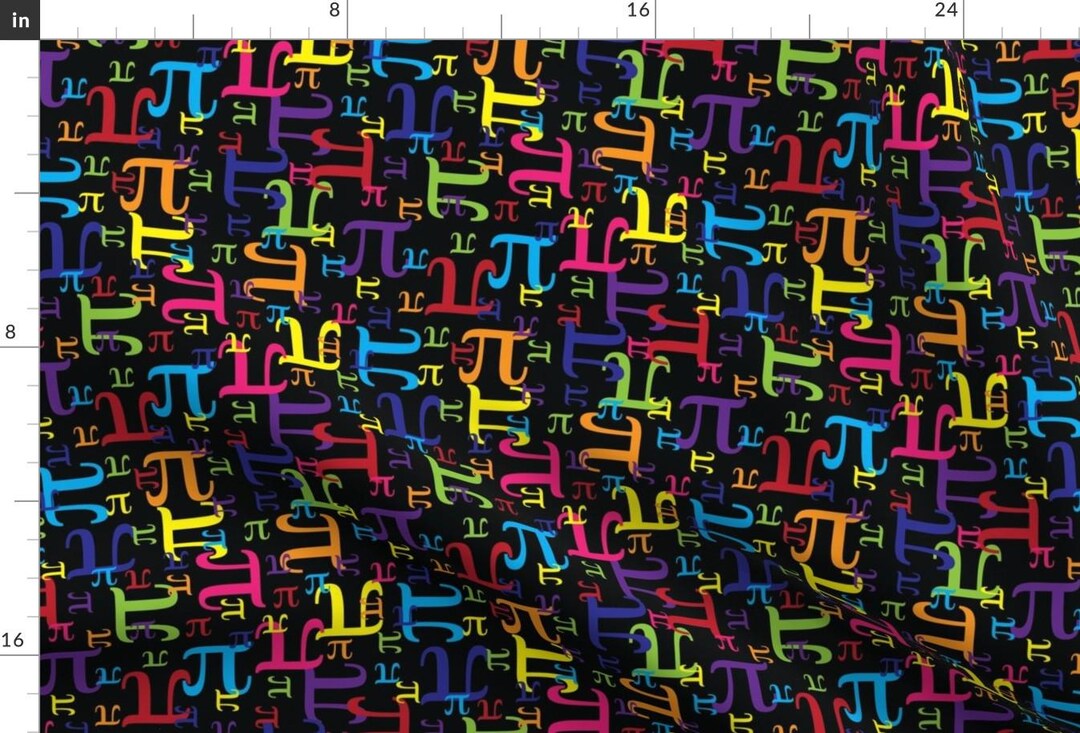 Pi Day Nerd Fabric by the Yard Pieces of Pi black by Robyriker Nerdy Pi ...