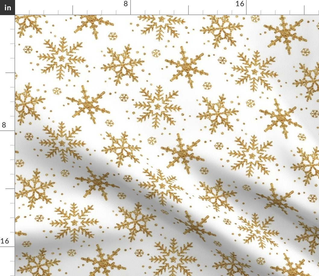 Gold Glitter Snow Fabric Snowflakes in Gold Glitter by | Etsy