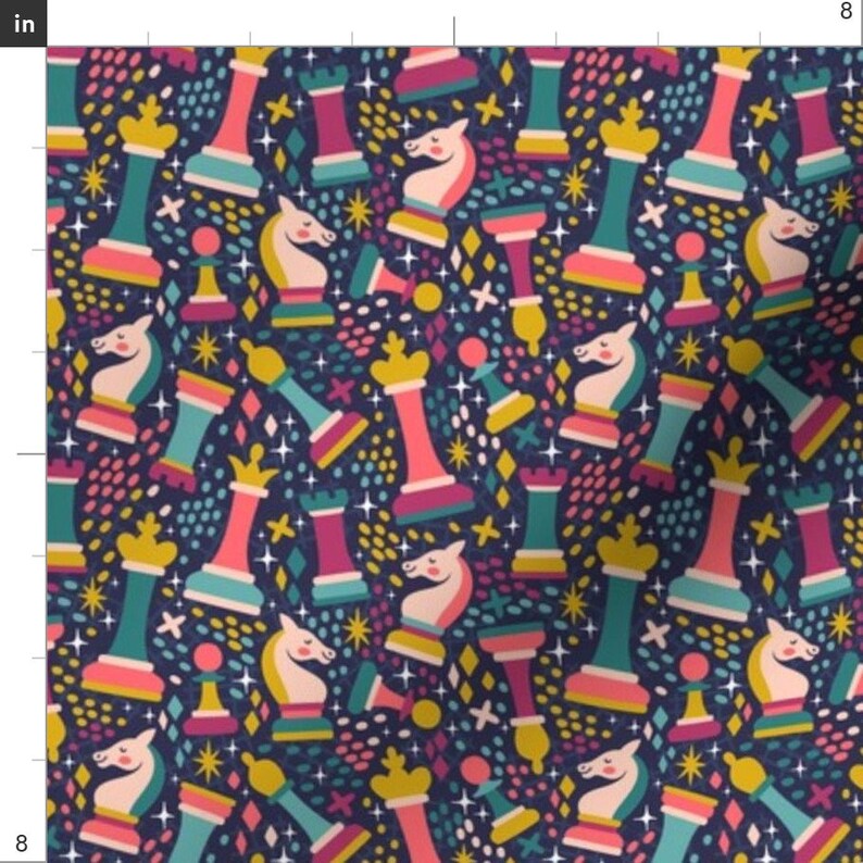 Chess Game Fabric Chess Magic by Magicforestory Chess | Etsy